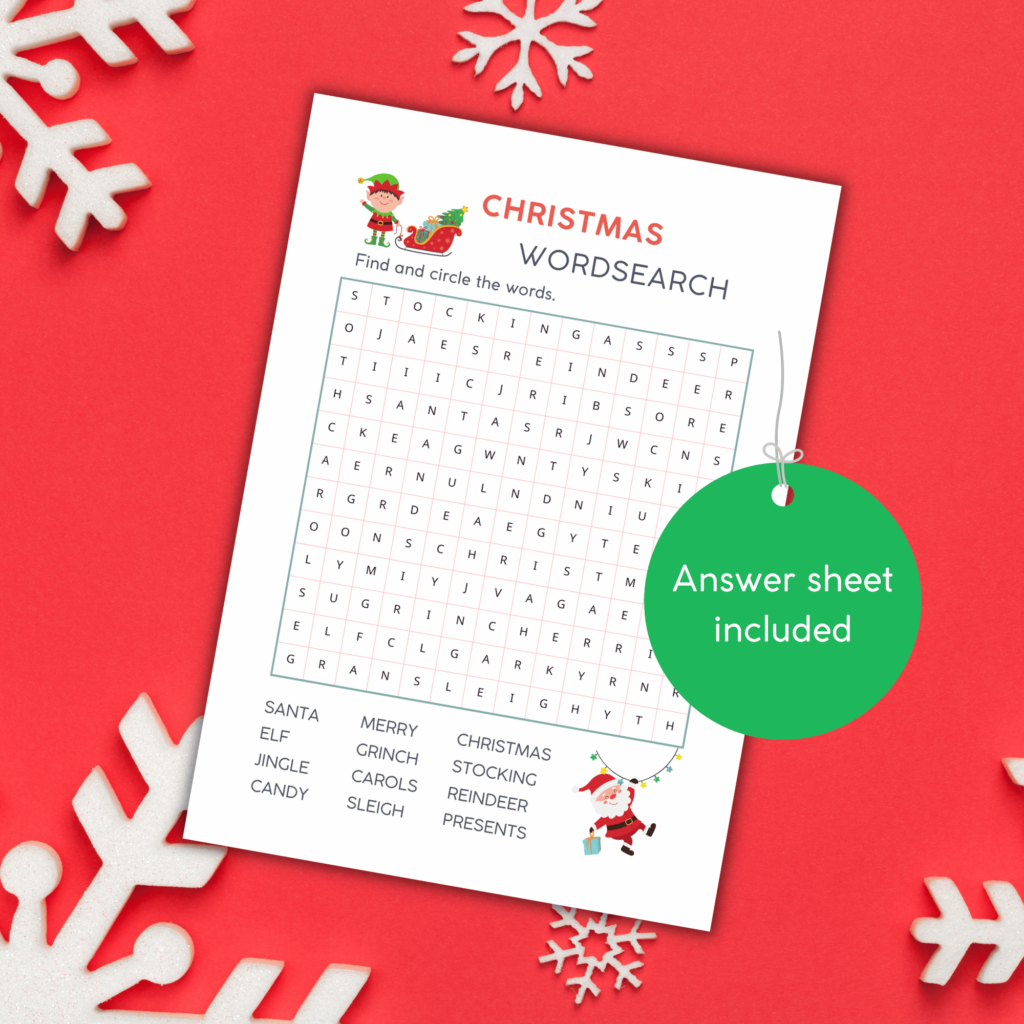 Instant Download Christmas Wordsearch Activity Printable PDF - Kitty ...